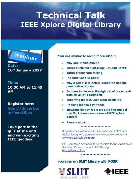 IEEE Xplore Digital Library a Technical Talk | SLIIT