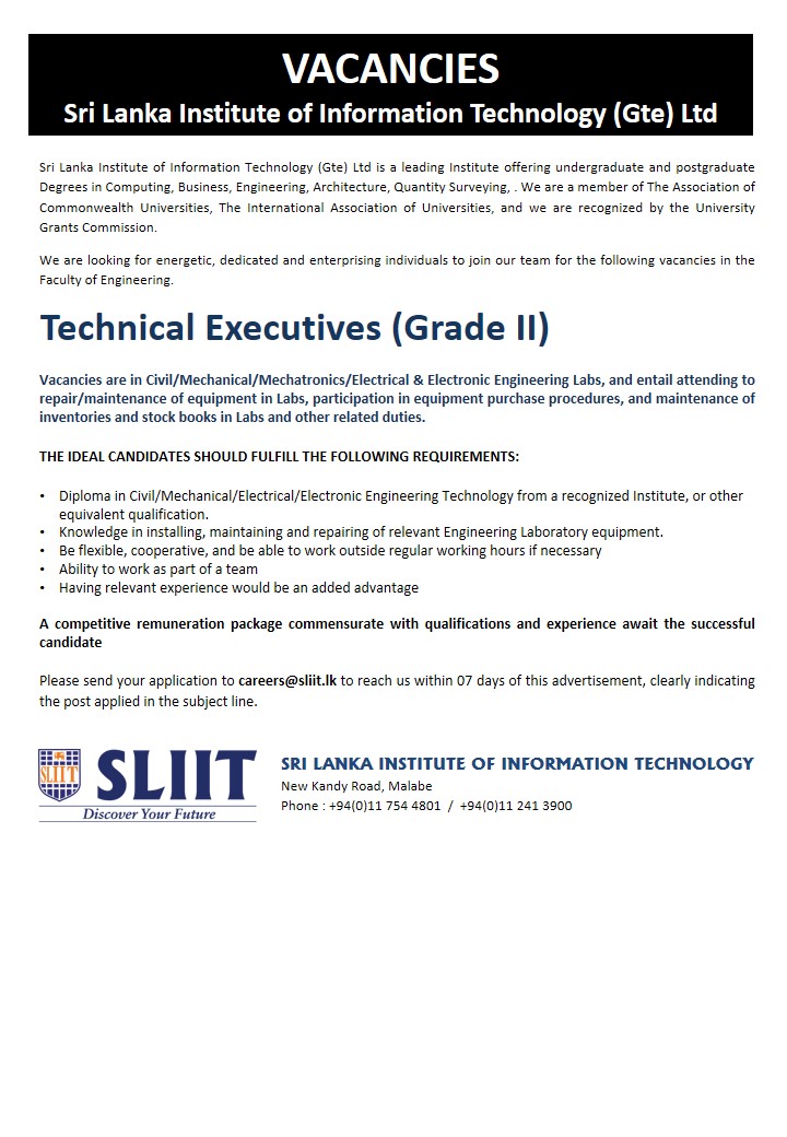 Technical_Executives_Grade_II_-_FOE – SLIIT